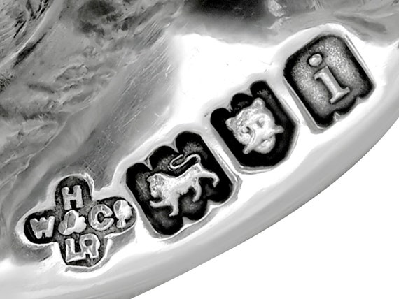 Antique Sterling Silver Swan Menu / Card Holders - Gem