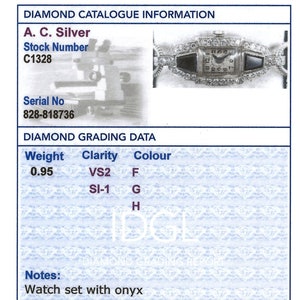 Vintage Art Deco 0.95ct Diamond and Onyx, Platinum Cocktail Watch by ...