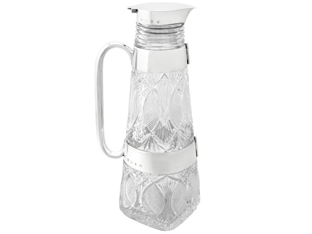 Cut Glass and Sterling Silver Mounted Lemonade/claret Jug - Antique ...