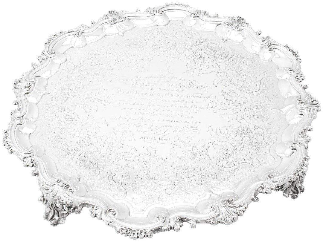 Victorian Sterling Silver Salver - Antique Serving Salver - Etsy