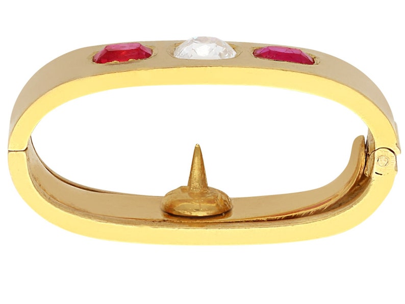 Antique 18K Gold Scarf Clip: Diamond & Ruby Cravat Clip, Circa 1900 - Etsy