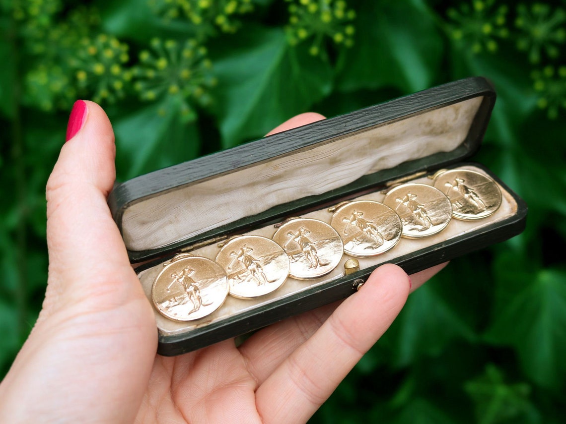 Set of Six 9ct Yellow Gold Golf Buttons Antique Circa 1910 - Etsy UK