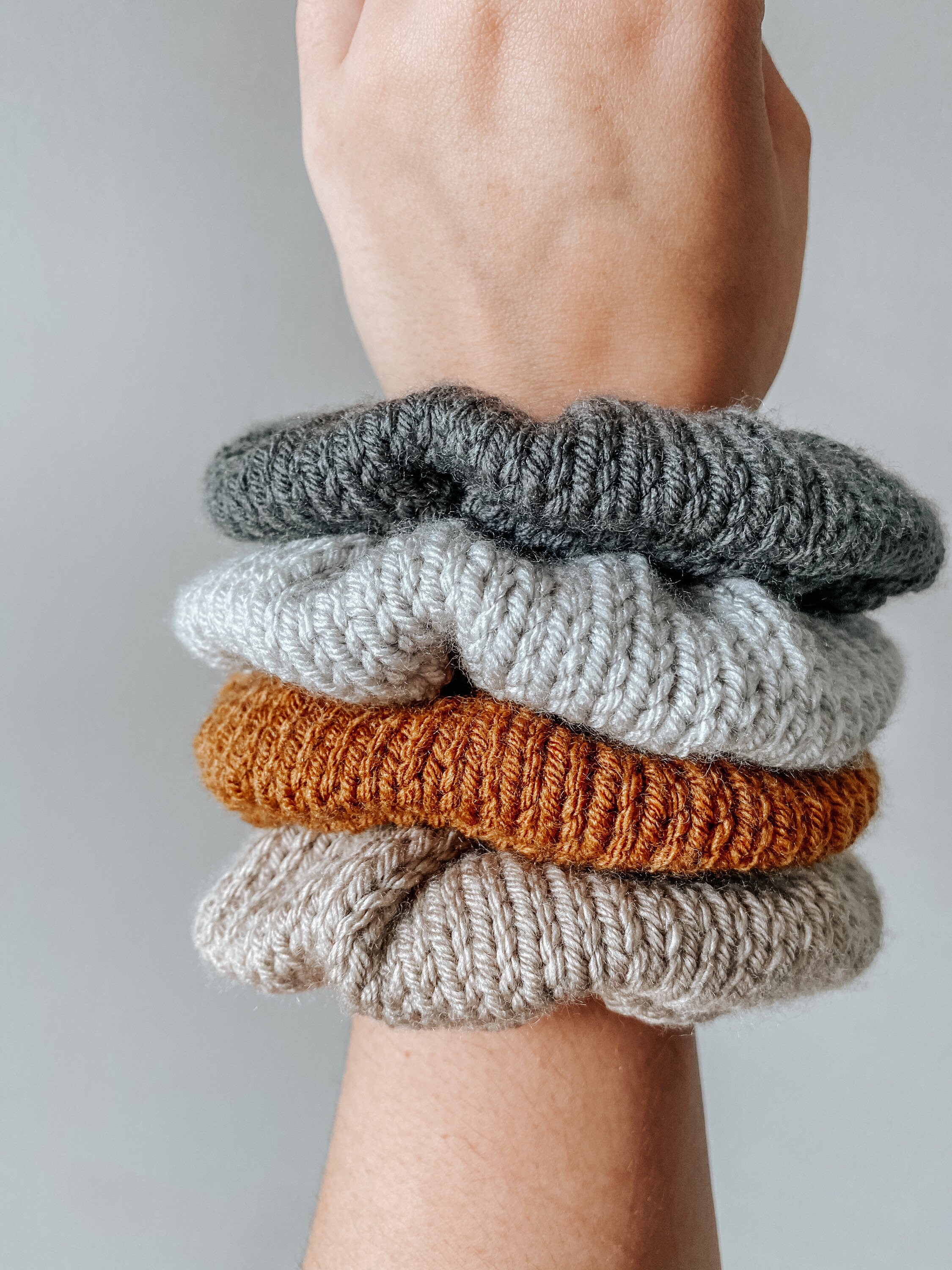 Basic Knit Scrunchie Set Neutral 4 Pack | Etsy