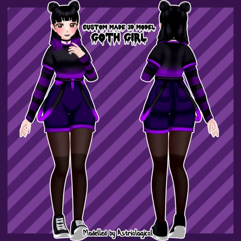 Vrchat Avatar: 3D Goth Girl - Etsy