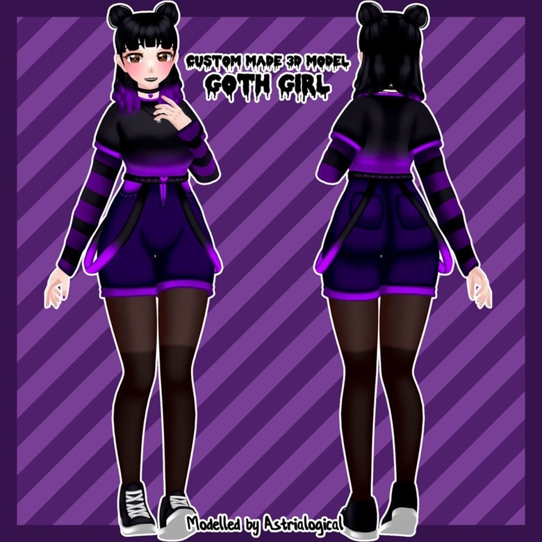 Vrchat Avatar: 3D Goth Girl - Etsy