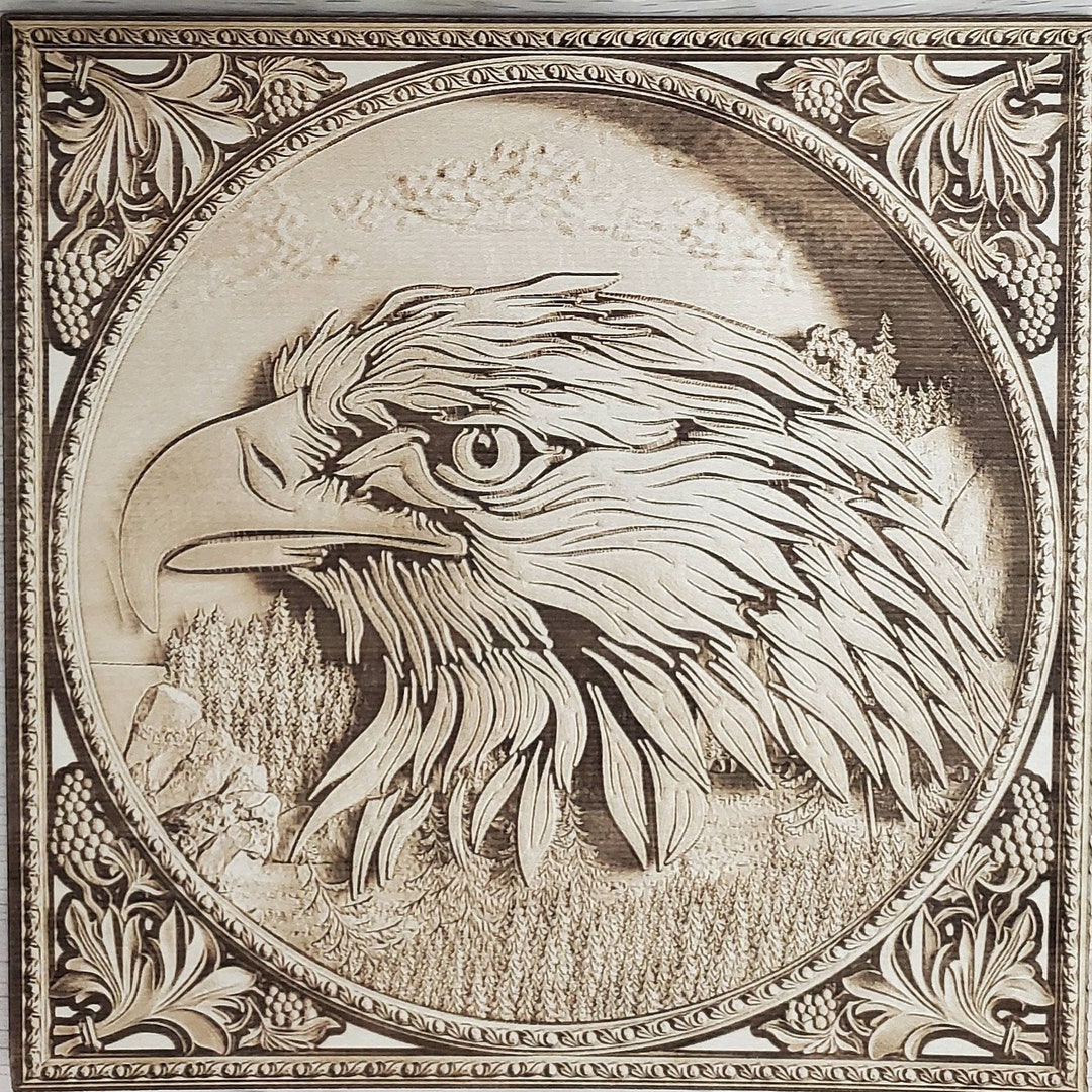 10x10 Wood Engraved Animals Choose From Eagle, Cheetah, or Bass. - Etsy