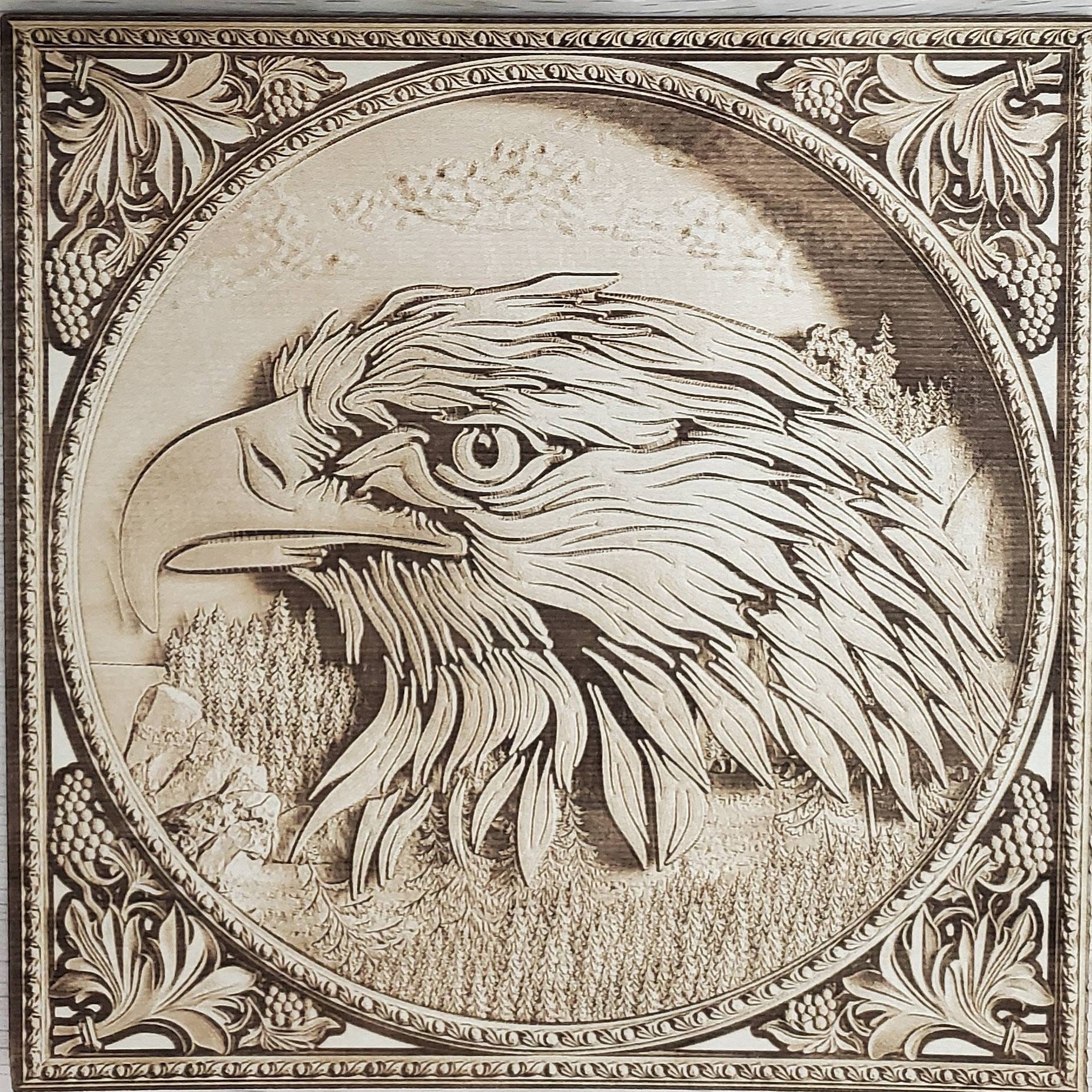 10x10 Wood Engraved Animals Choose From Eagle, Cheetah, or Bass. - Etsy