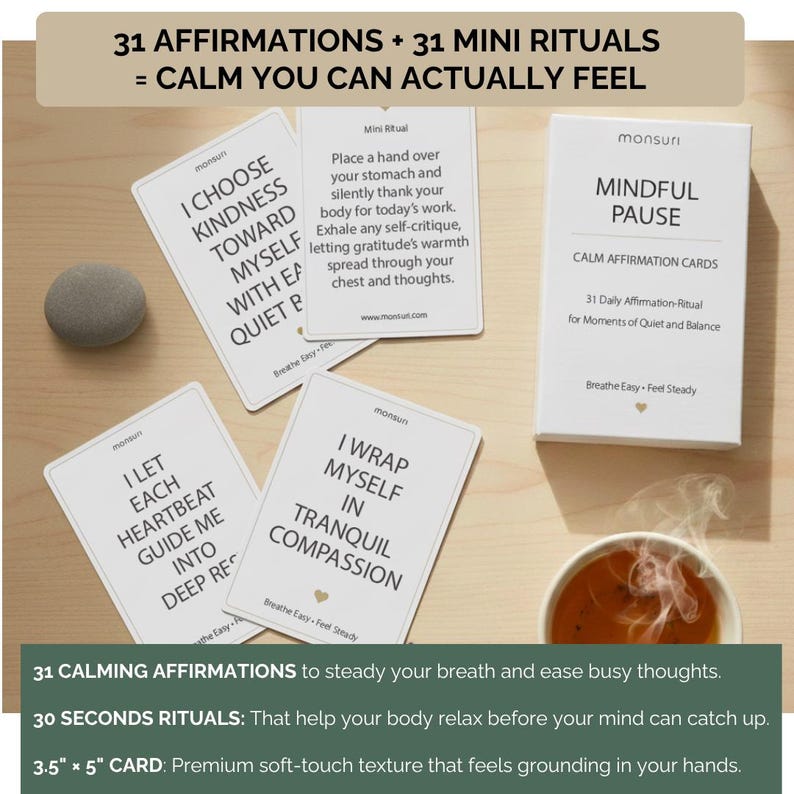 Mindful Affirmation Cards for Calm and Emotional Balance – 31 Stress ...
