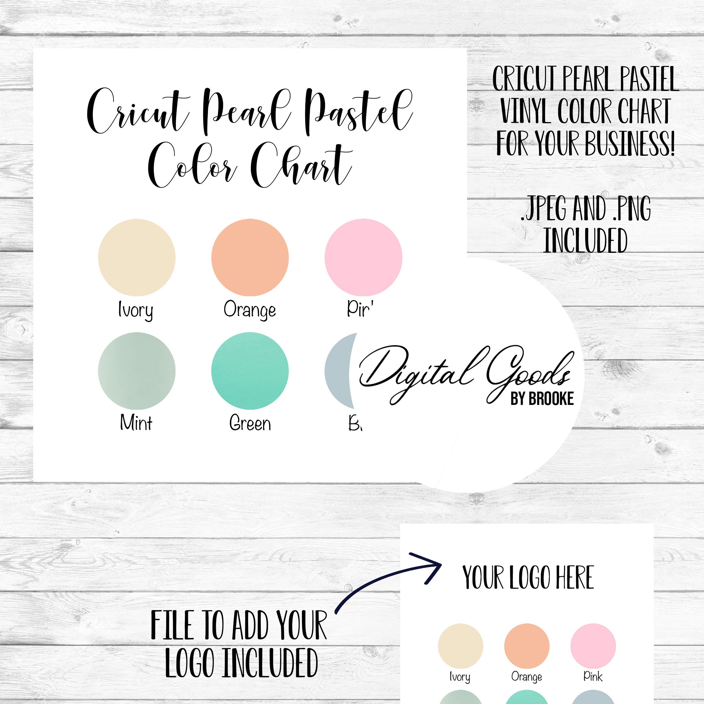 Cricut Premium Vinyl Pearl Pastel Permanent Color Chart | Etsy