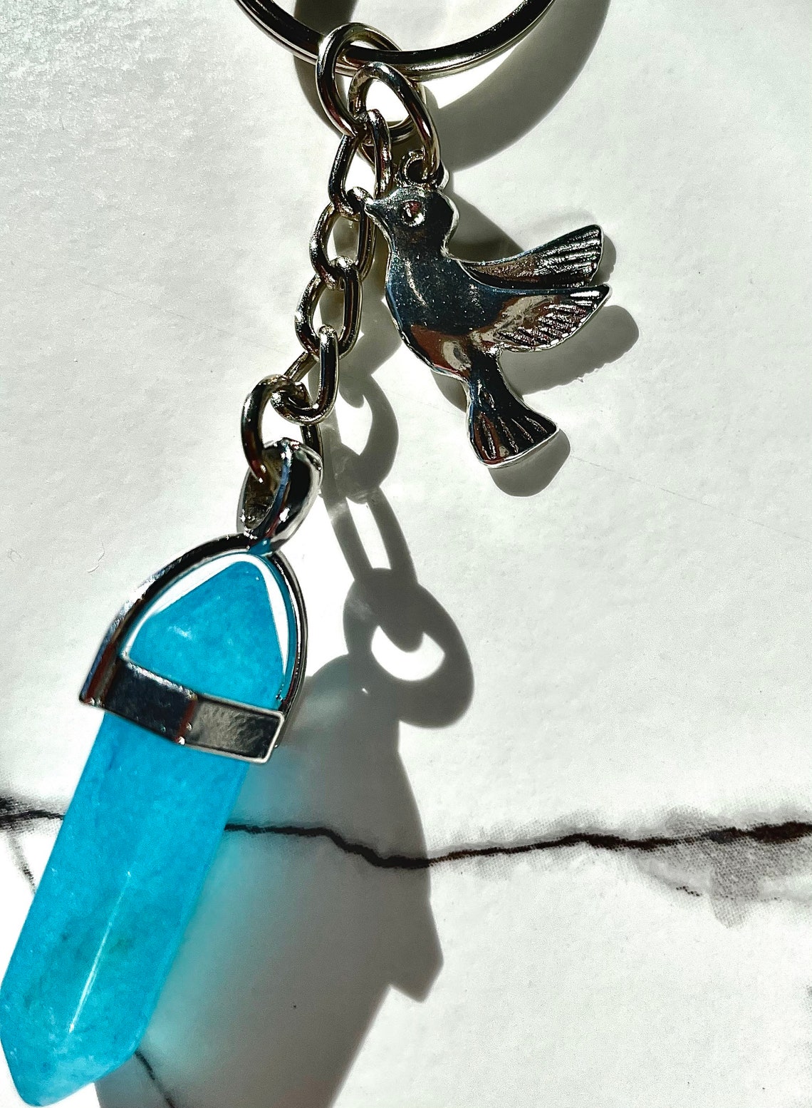 Crystal Keychain Blue Jade Handmade Keychain With Charm - Etsy Denmark
