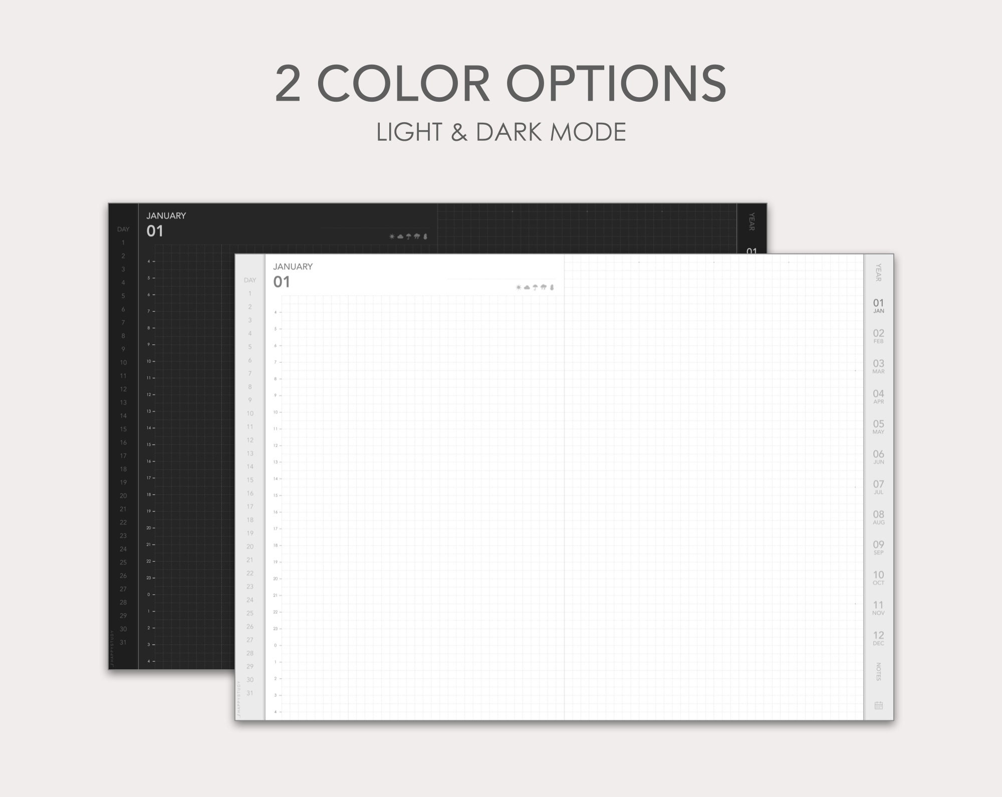 Midori Hibino-style Undated Digital Planner Monthly, Daily Hyperlinked ...
