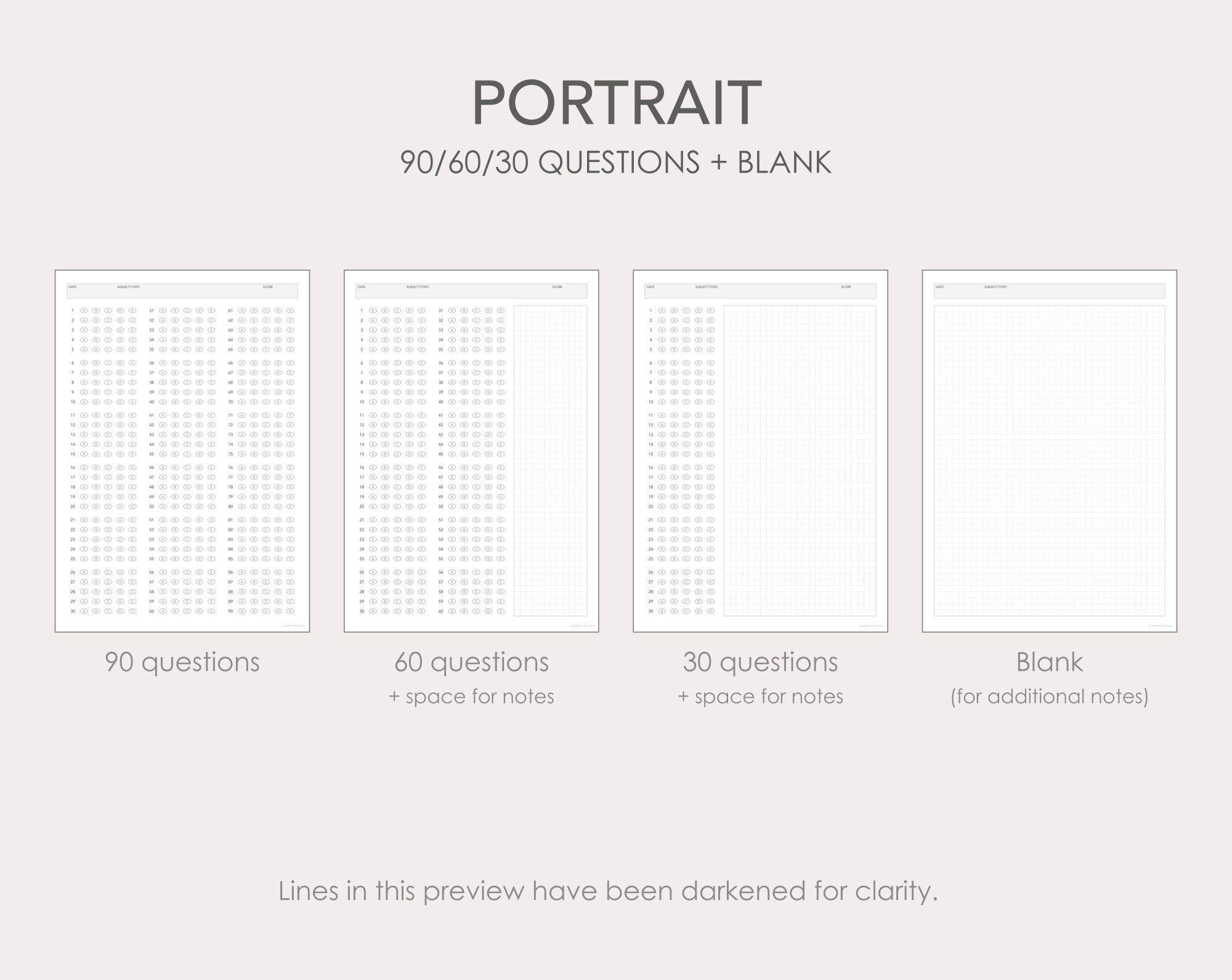 Optical Answer Sheet Study Templates | PDF | Digital, Printable - Etsy