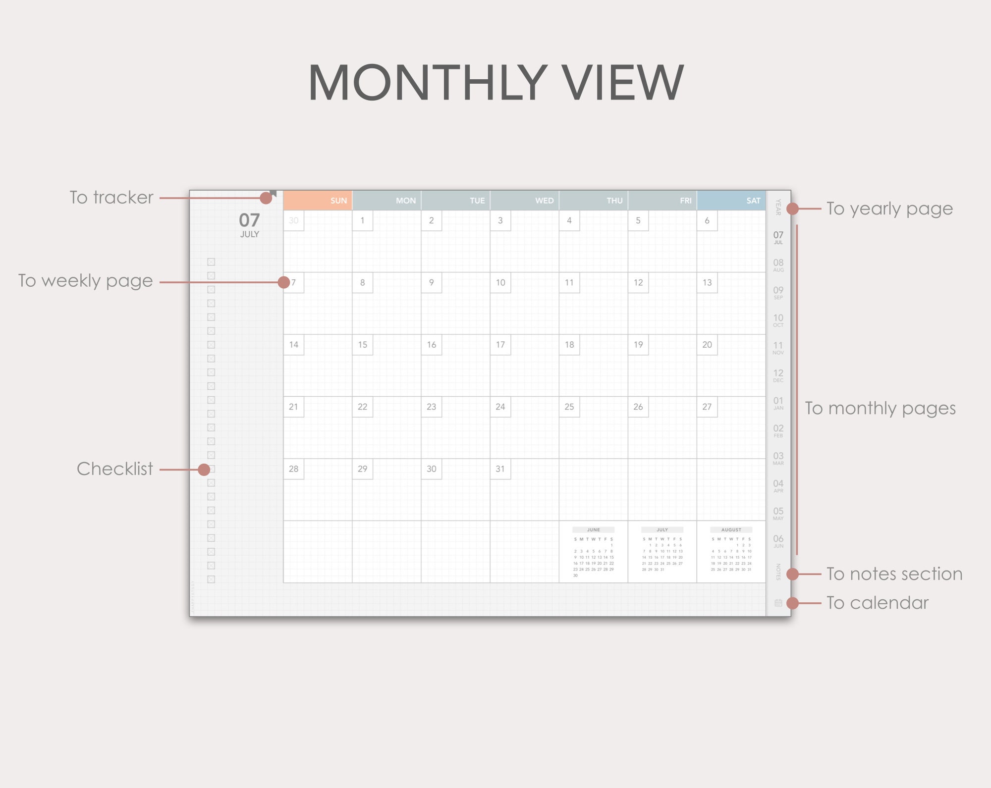 Jibun Techo-style 2024-2025 Mid-year Digital Planner Monthly, Weekly ...