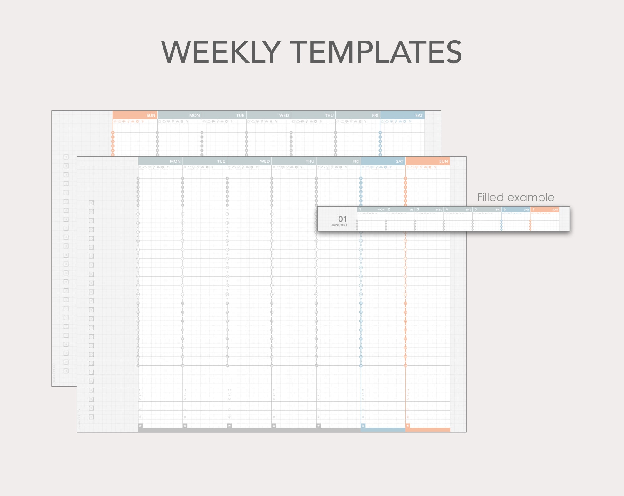 Jibun Techo-style Individual Planner Templates | Monthly, Weekly | PDF ...