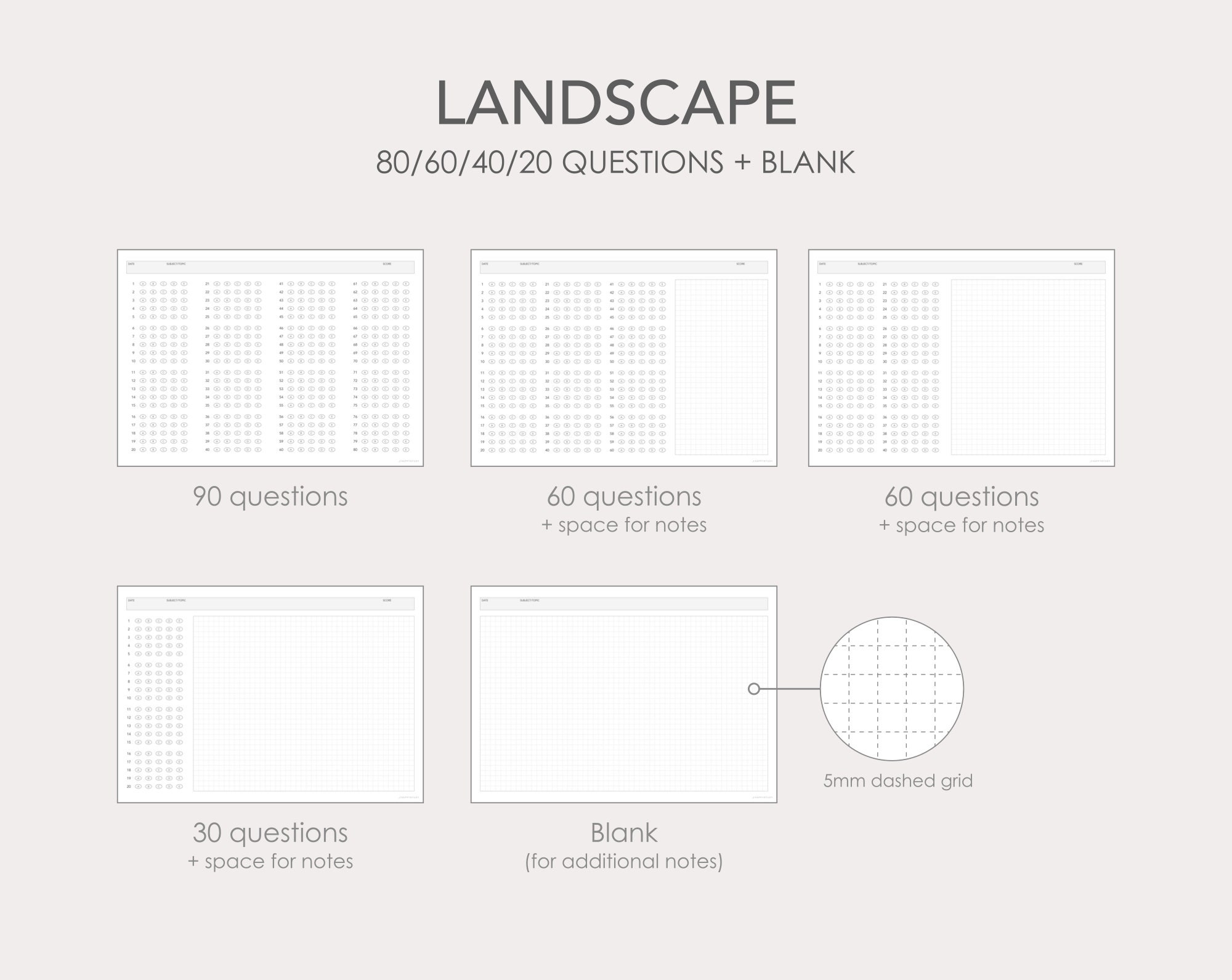 Optical Answer Sheet Study Templates | PDF | Digital, Printable - Etsy