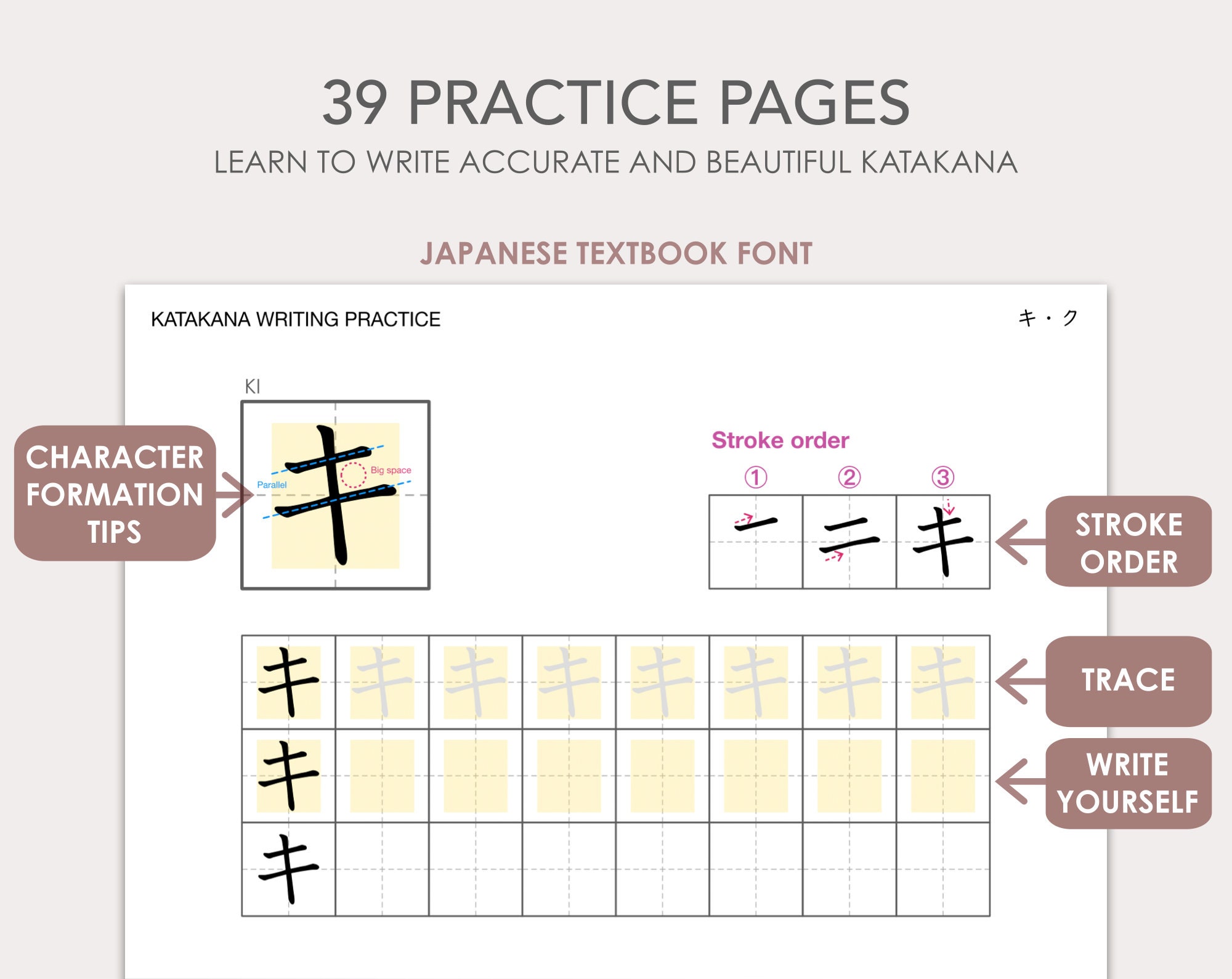 Japanese Katakana Writing Practice Sheets | PDF | Printable, Digital - Etsy