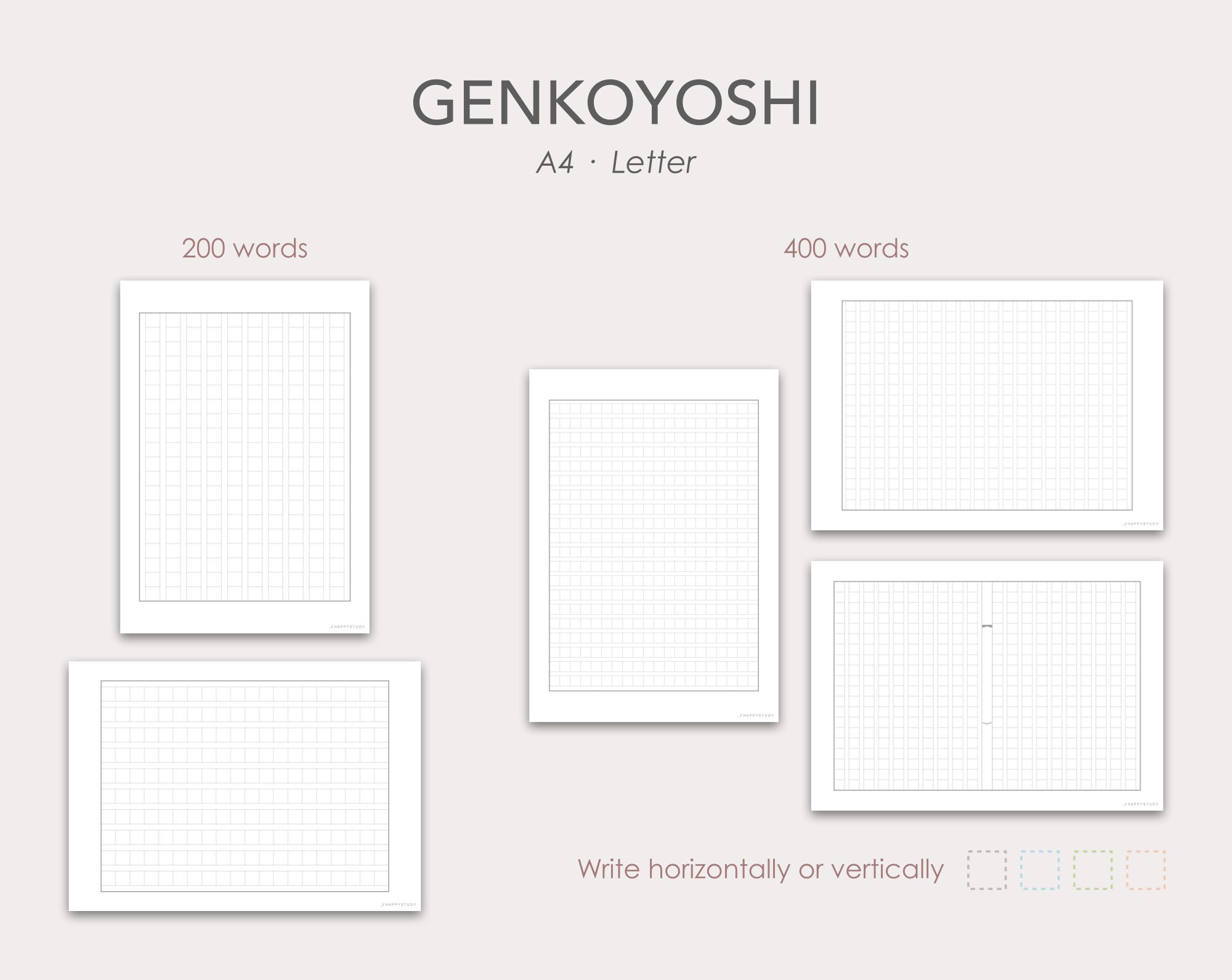 Japanese Writing Paper Templates PDF Digital Printable - Etsy