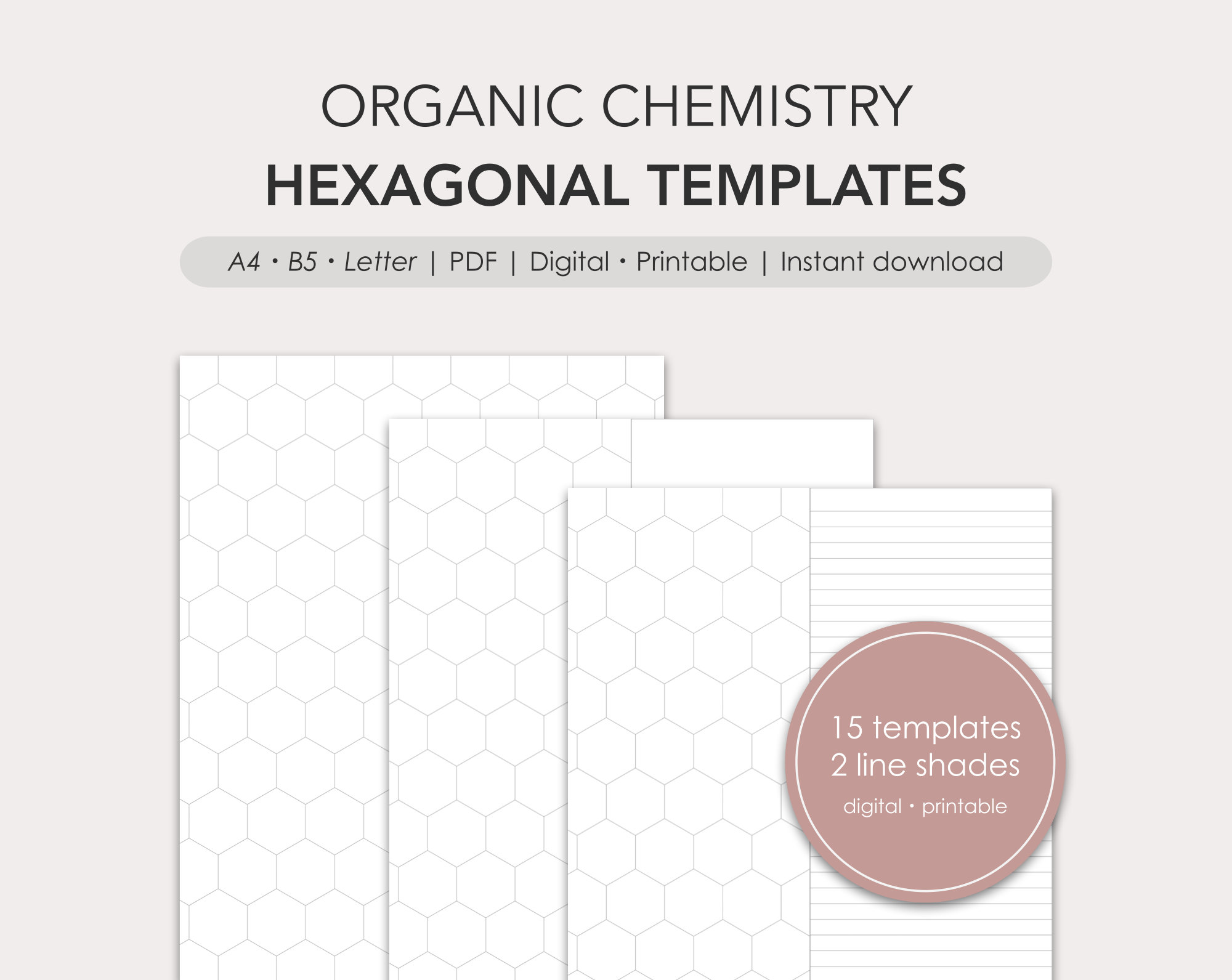 Hexagonal Organic Chemistry Paper Templates PDF Digital, Printable - Etsy