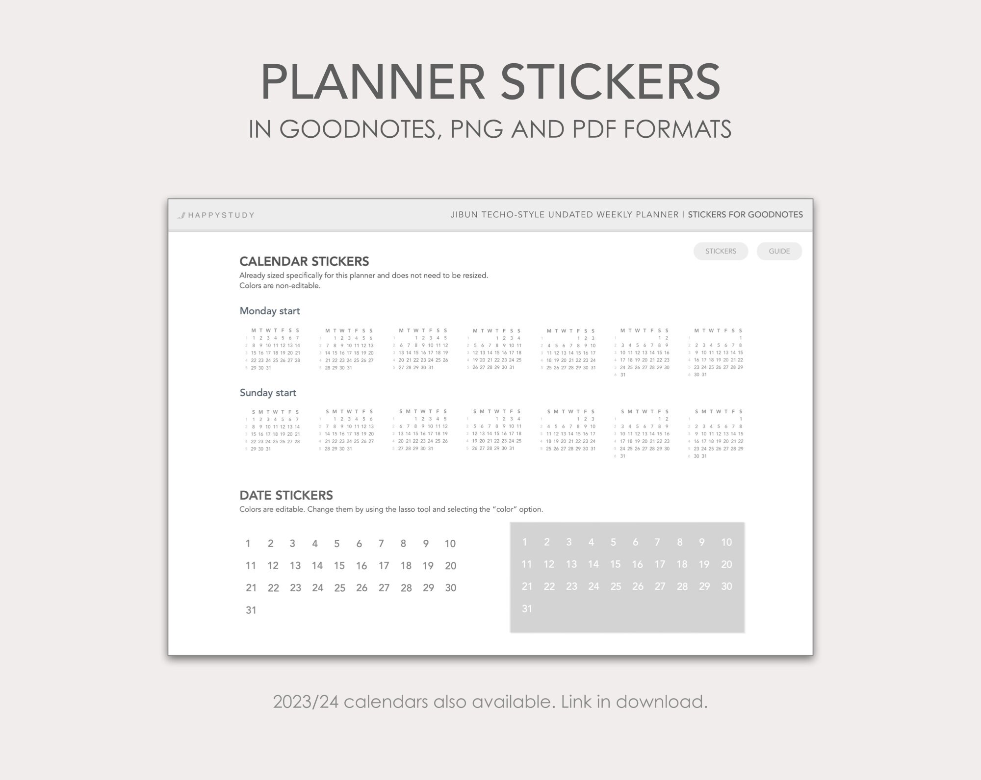 Jibun Techo-style Undated Digital Planner Monthly Weekly - Etsy