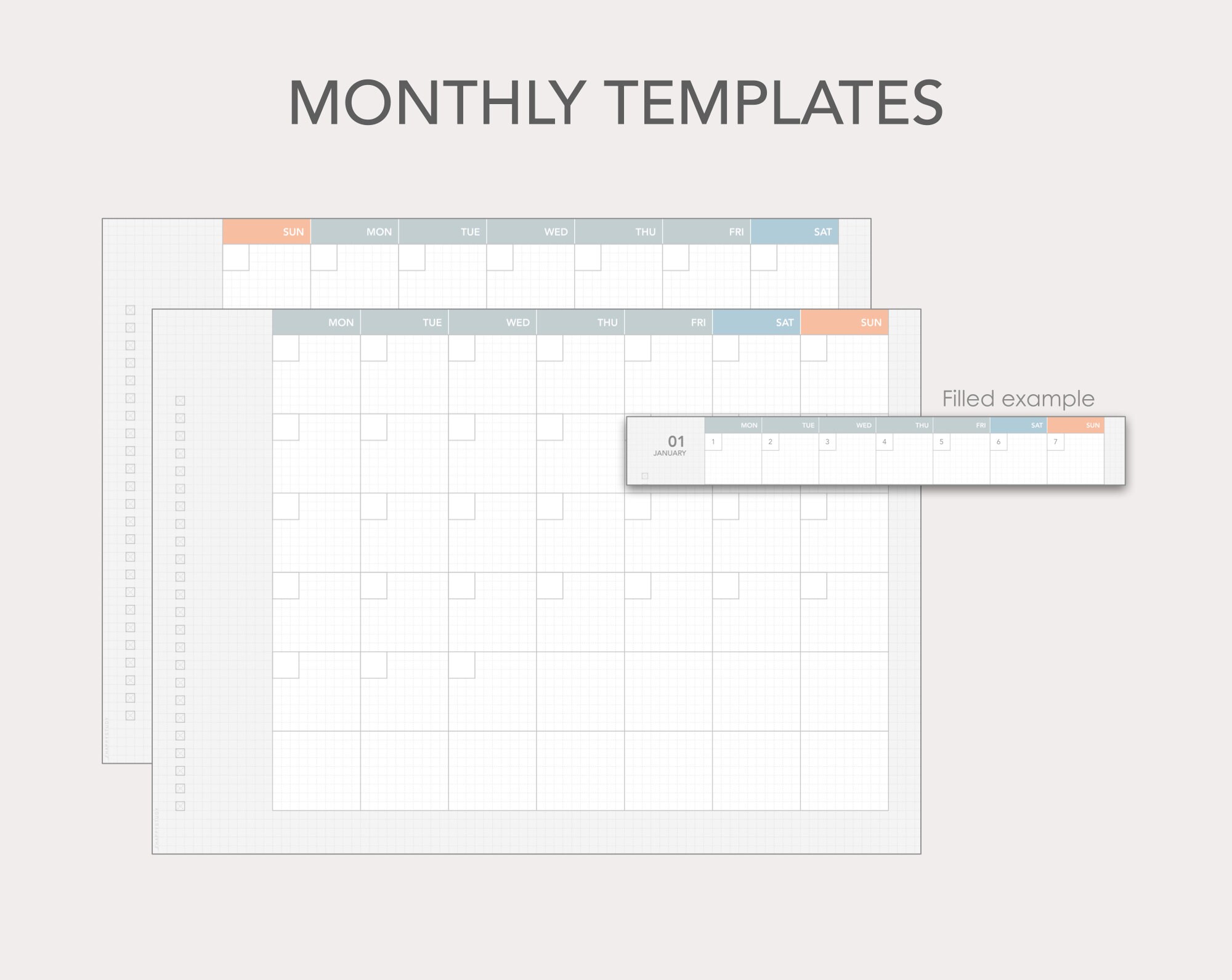 Jibun Techo-style Individual Planner Templates | Monthly, Weekly | PDF ...