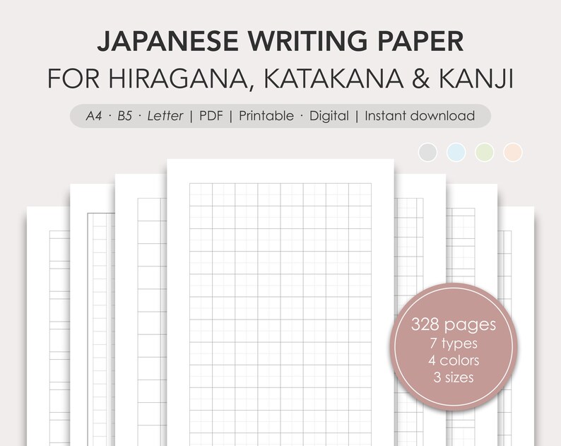 Japanese Writing Paper Templates PDF Digital Printable - Etsy