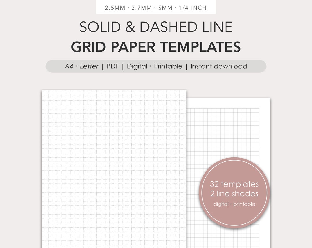 Solid & Dashed Line Grid Paper Templates | PDF | Digital, Printable - Etsy