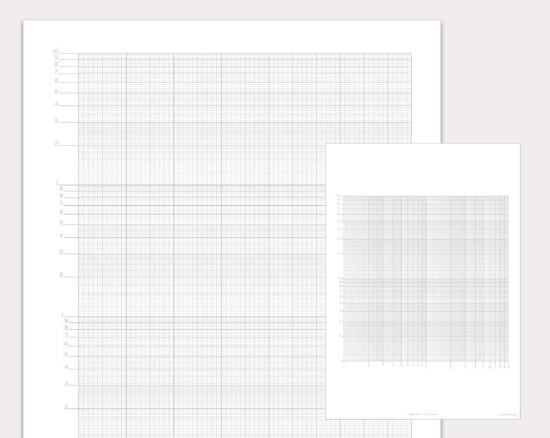 Plantillas de papel cuadriculado logarítmico (Semi-log, Log-Log) / PDF / Digital, Imprimible ...