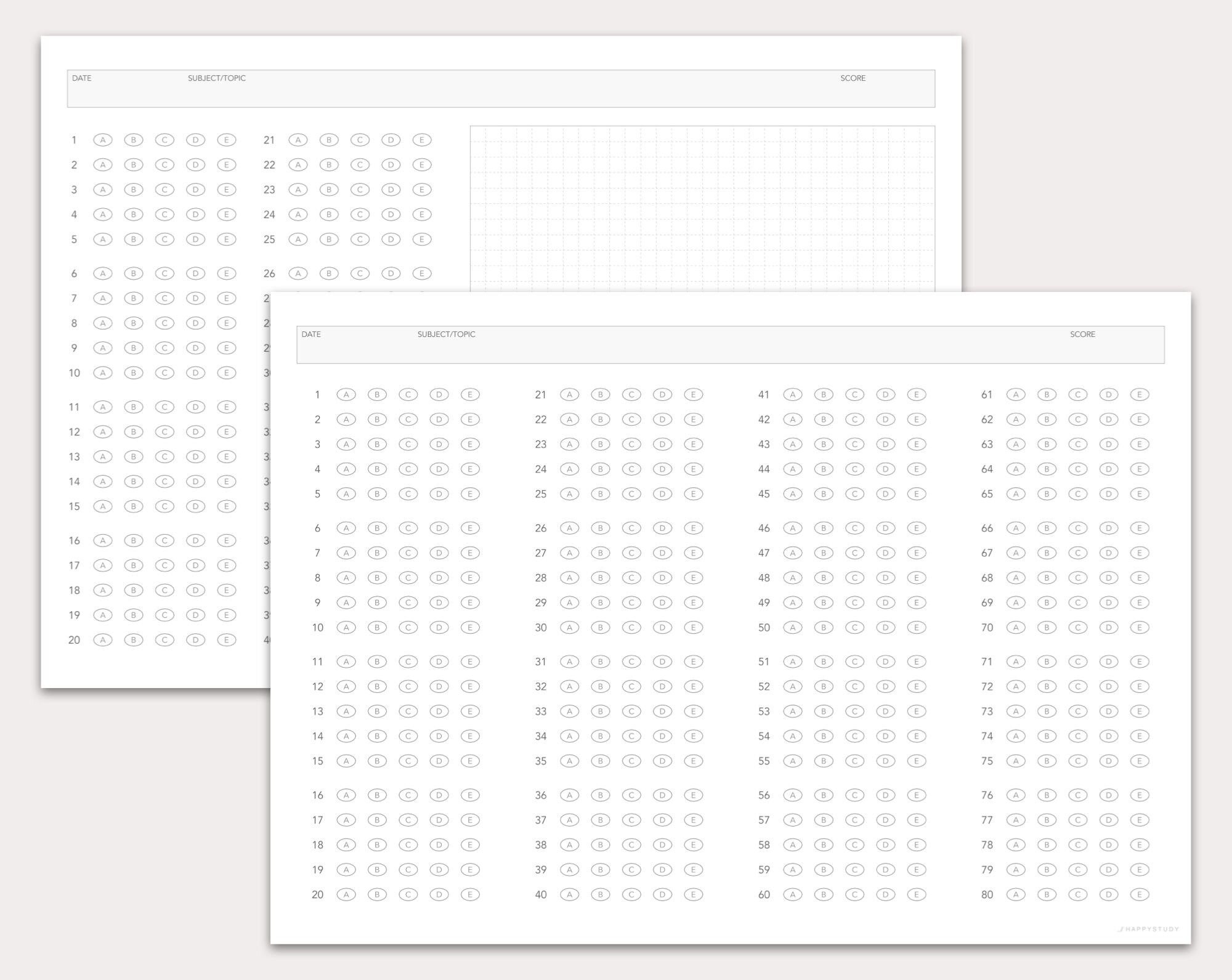 Optical Answer Sheet Study Templates | PDF | Digital, Printable - Etsy