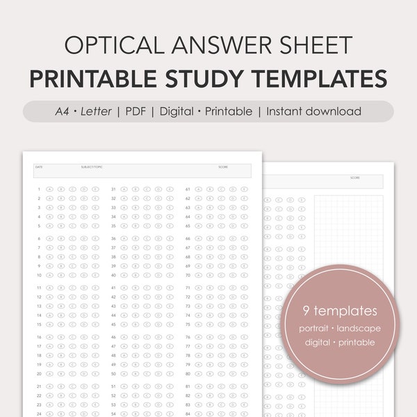 Answer Sheet Template - Etsy