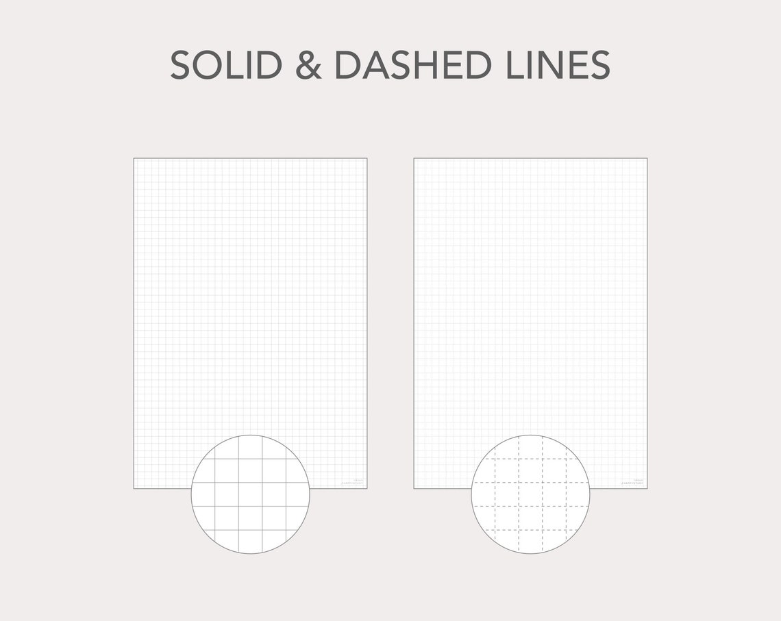 Solid & Dashed Line Grid Paper Templates PDF Digital, Printable - Etsy