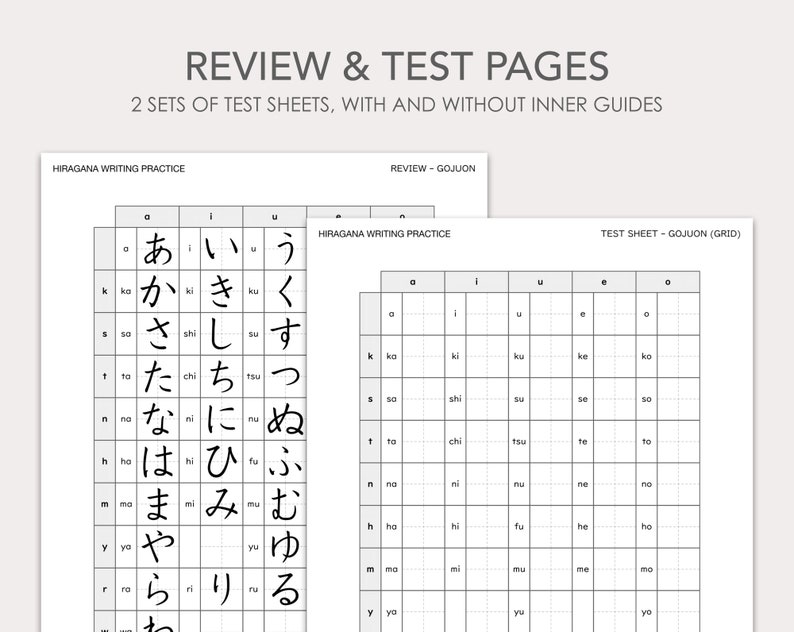 Japanese Hiragana Writing Practice Sheets PDF Printable, Digital - Etsy
