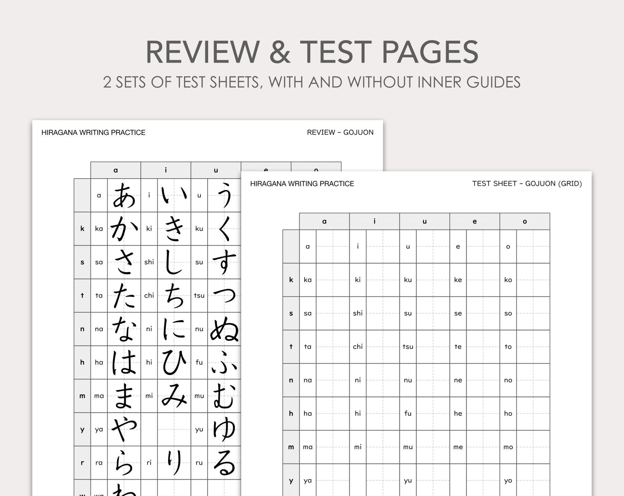 Japanese Hiragana Writing Practice Sheets PDF Printable, Digital - Etsy