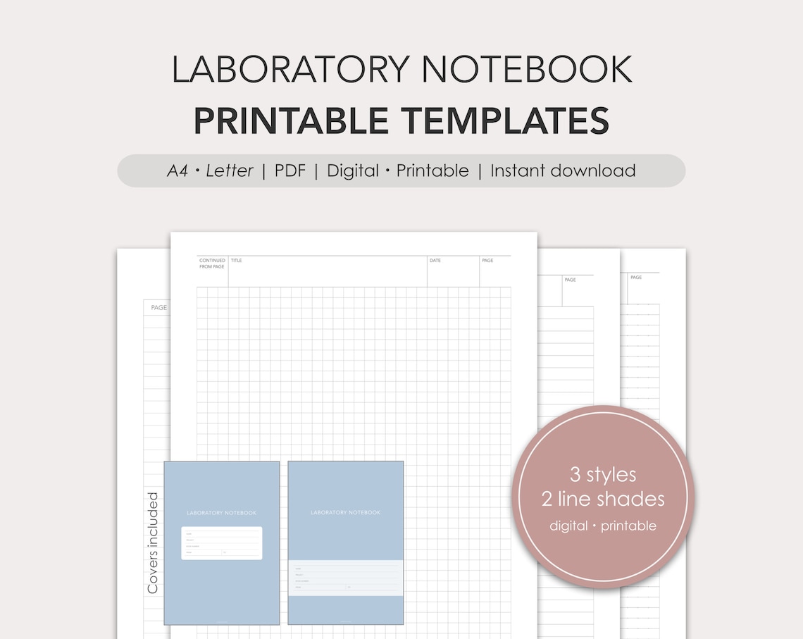 Laboratory Notebook, Logbook Templates | PDF | Digital, Printable - Etsy