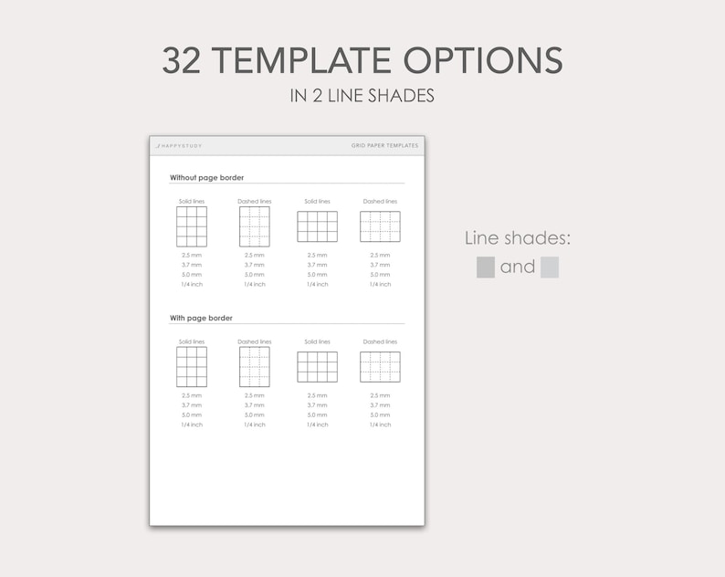 Solid & Dashed Line Grid Paper Templates | PDF | Digital, Printable - Etsy