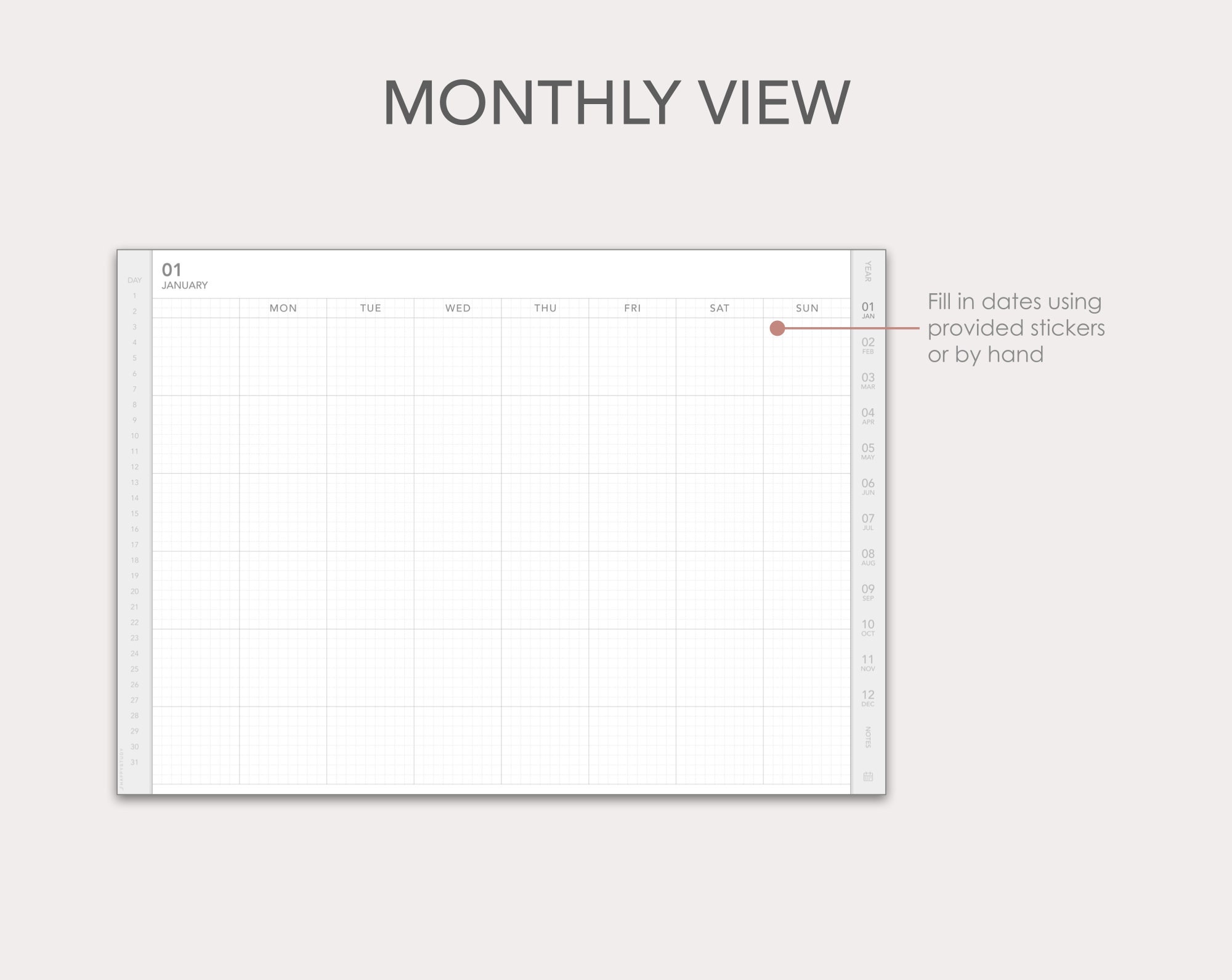 Midori Hibino-style Undated Digital Planner Monthly, Daily Hyperlinked ...