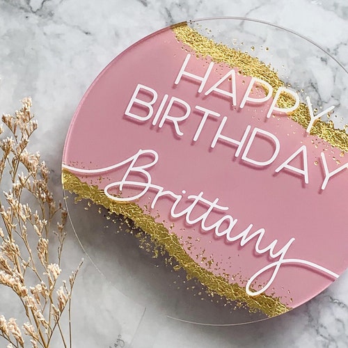 Personalised Birthday Cake Topper // Name // Acrylic Circle // - Etsy UK