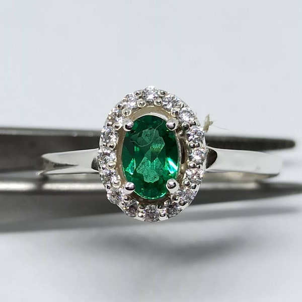 Lab Created Emerald Ring - Etsy