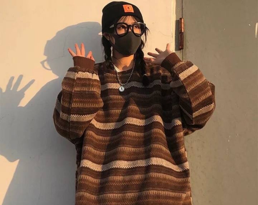 Vintage Knitted Sweater Retro Pullover Women Vintage Striped - Etsy