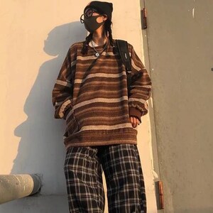 Vintage Knitted Sweater Retro Pullover Women Vintage Striped - Etsy