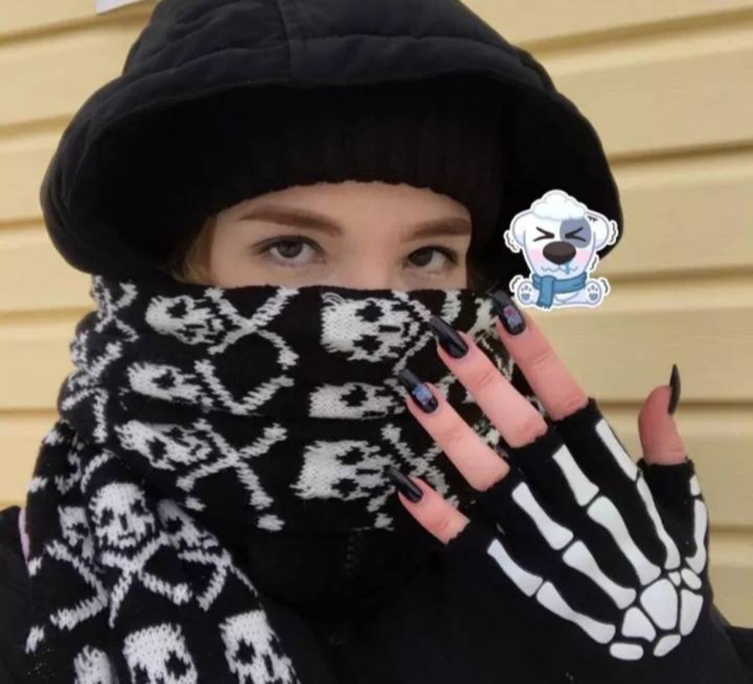 Skull Knitted Women Men Winter Scarf Skeleton Scarves Party - Etsy