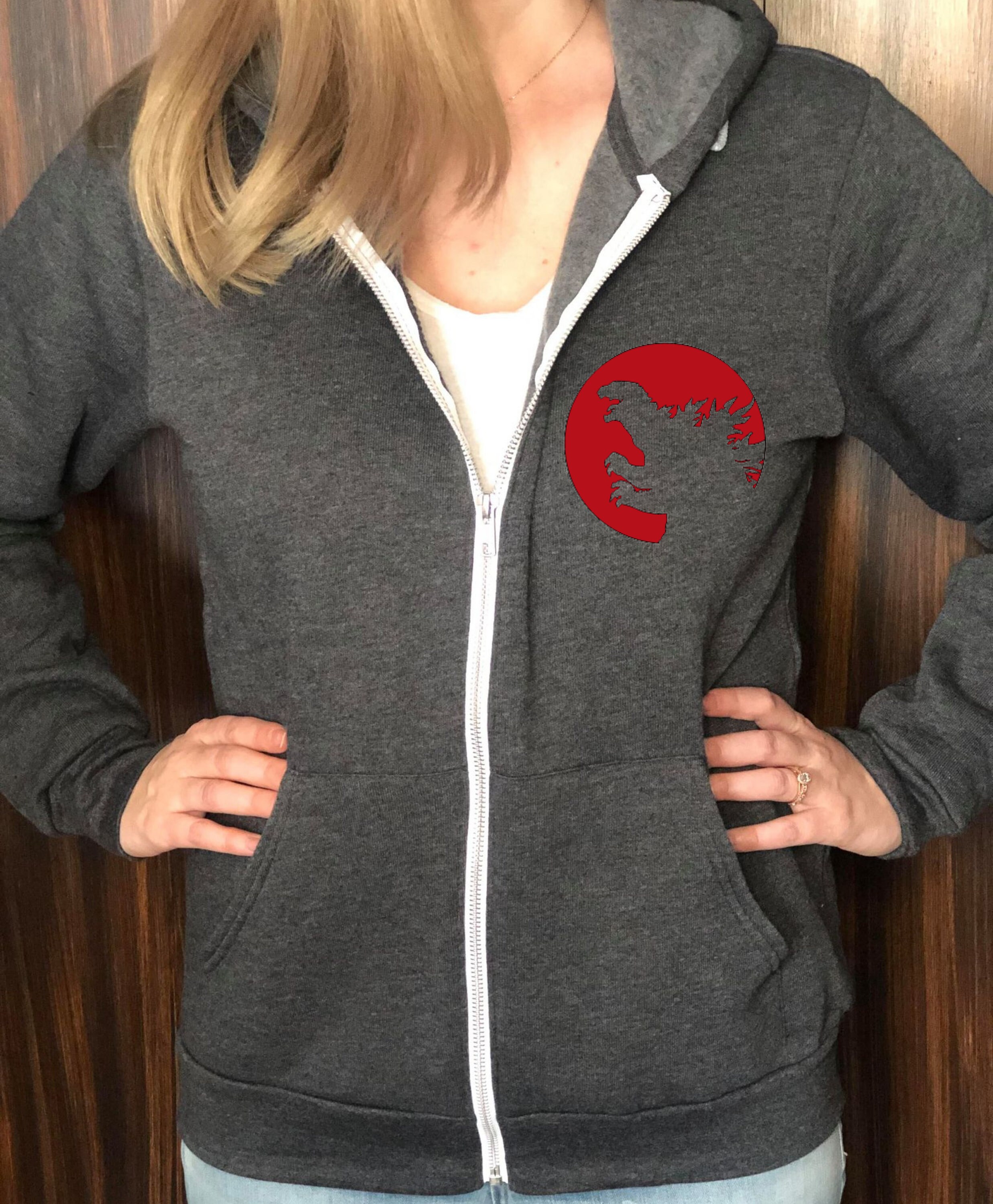 Godzilla Hoodie Full Zipper Sweatshirt Sponge Fleece Super - Etsy