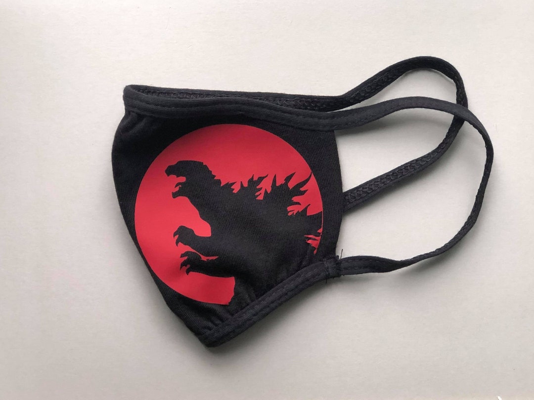 Godzilla Face Mask | Reusable Black Gray Cotton | Adult Gift for Friend ...