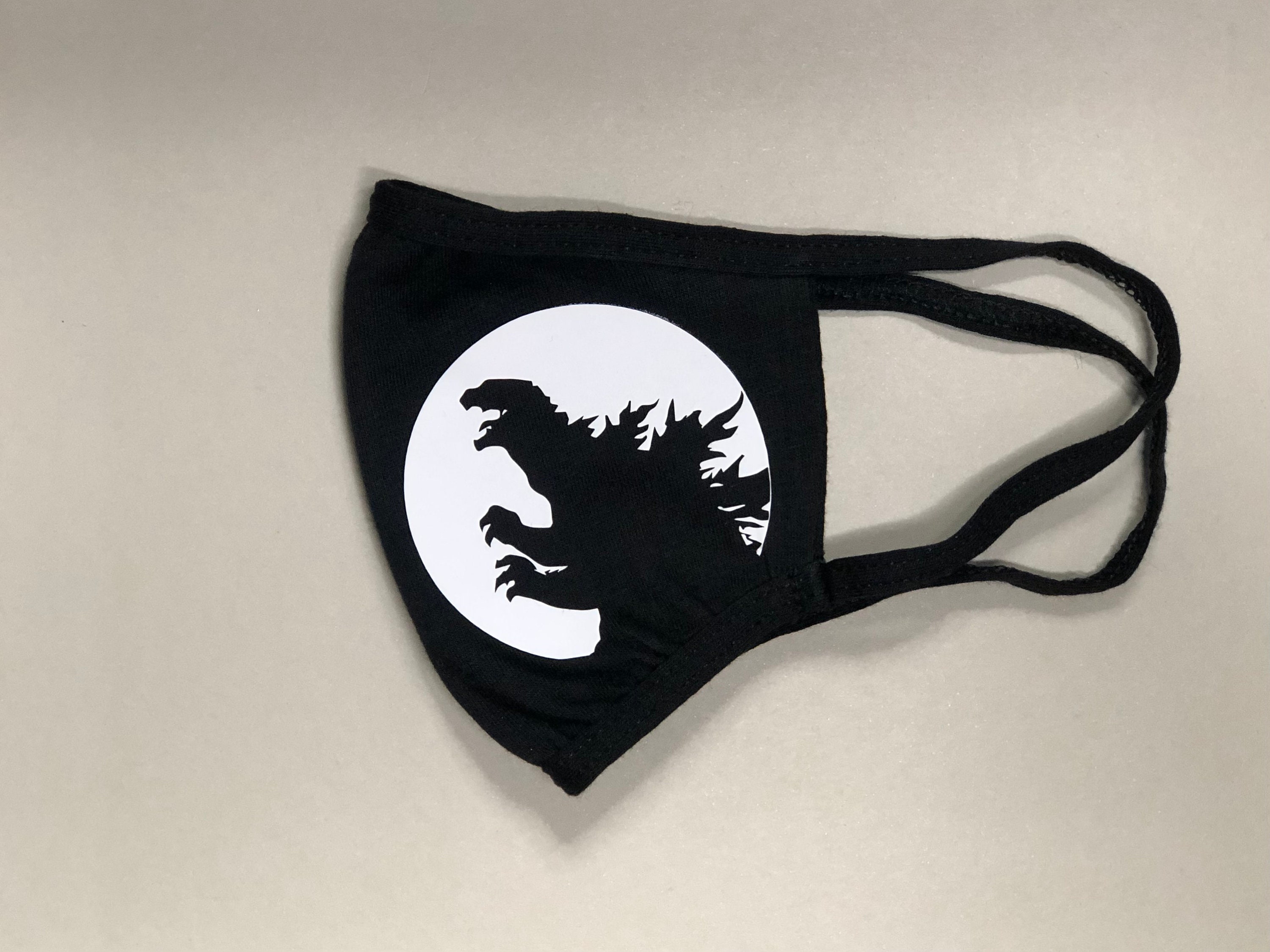 Godzilla Face Mask Reusable Black Gray Cotton Adult | Etsy