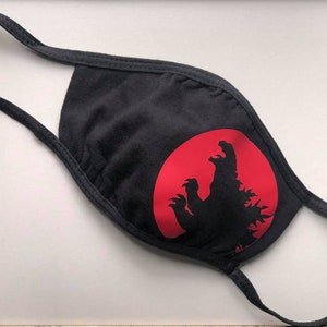 Godzilla Face Mask | Reusable Black Gray Cotton | Adult Gift for Friend ...