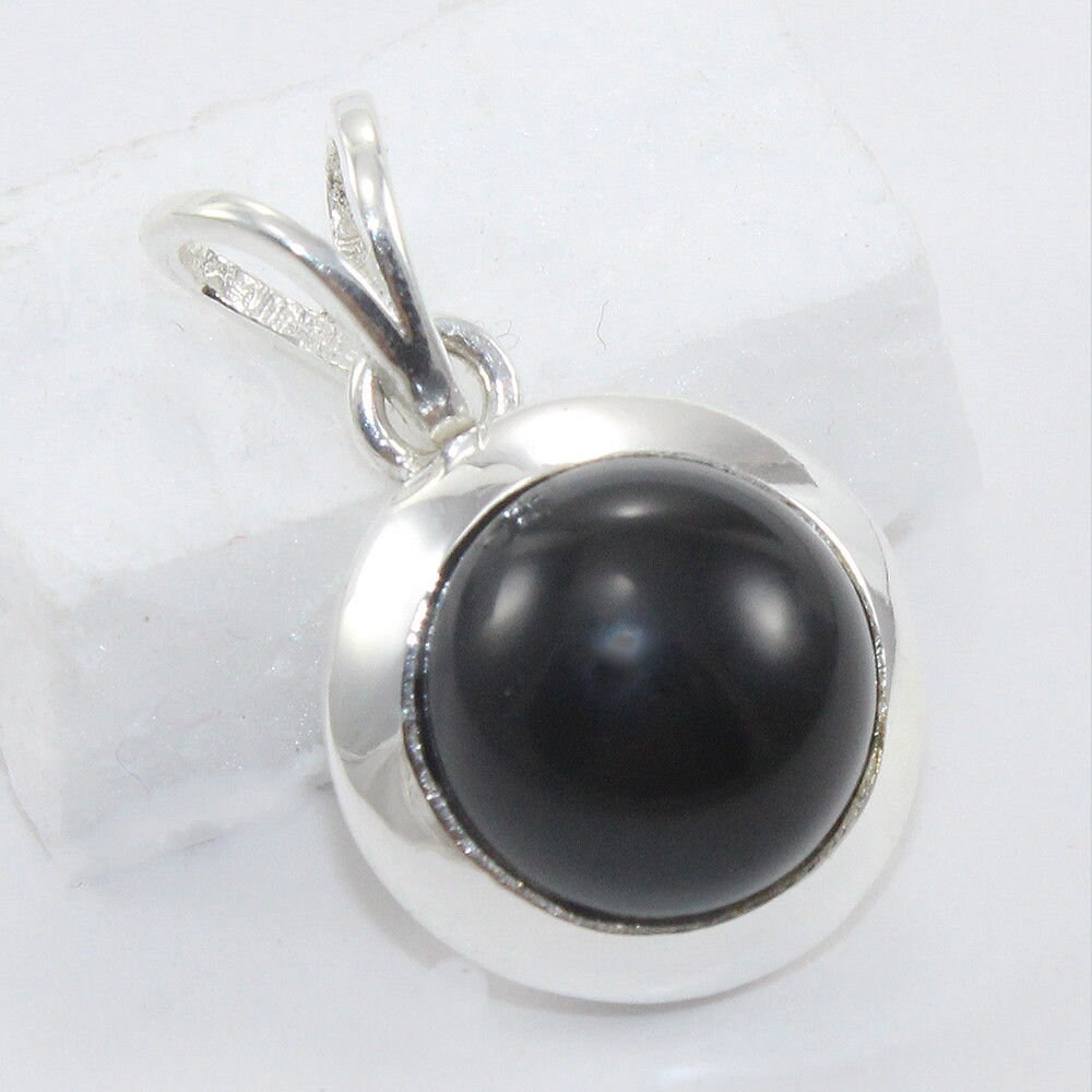 Jewelry & Beauty Materials Natural Black Onyx Cab Pandant 925 Sterling ...