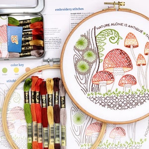 Embroidery Kit, Mushrooms, All-in-one DIY Kit, Beginner Embroidery ...