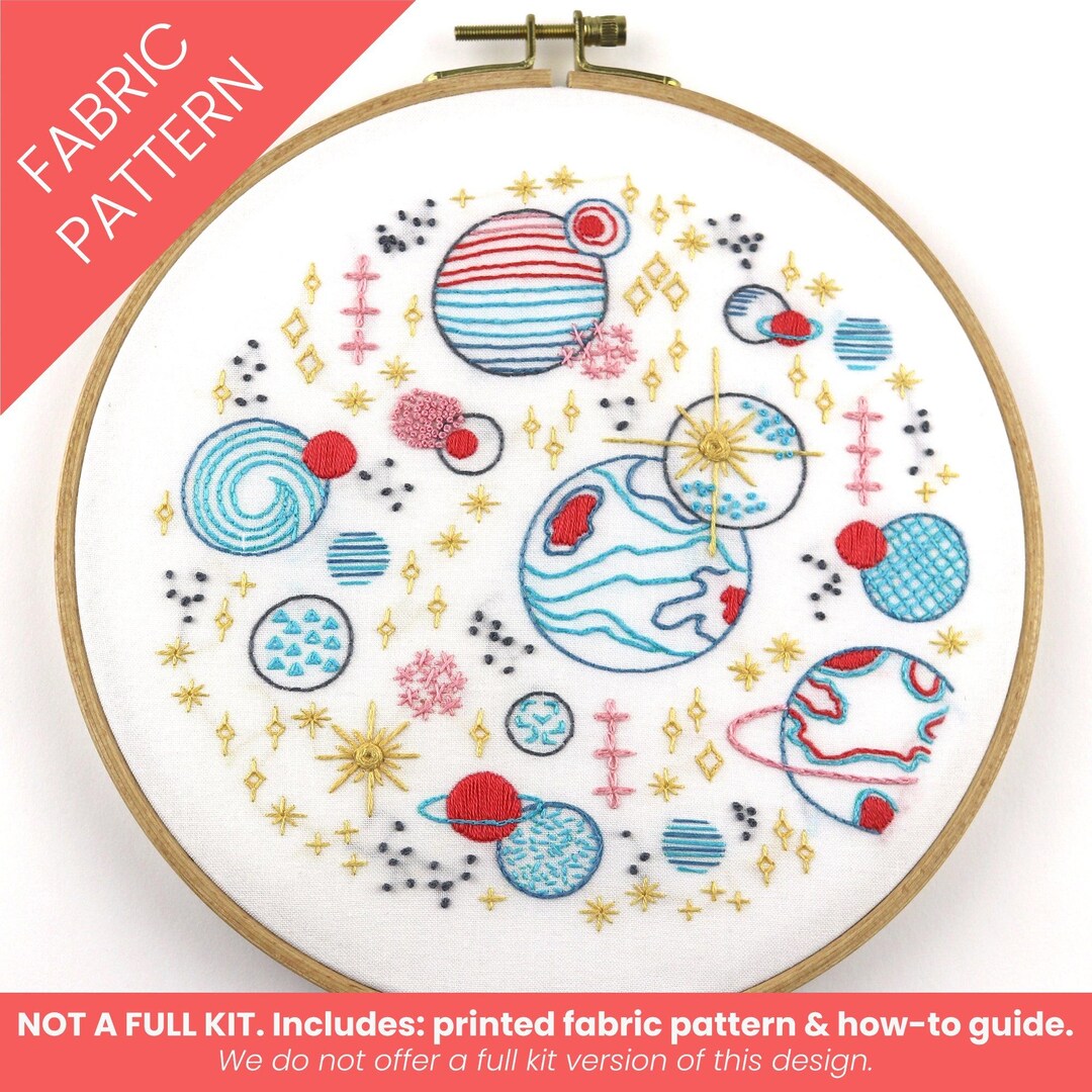 Embroidery Pattern, Space, Pre Printed Fabric Panel, Galaxy, Celestial ...