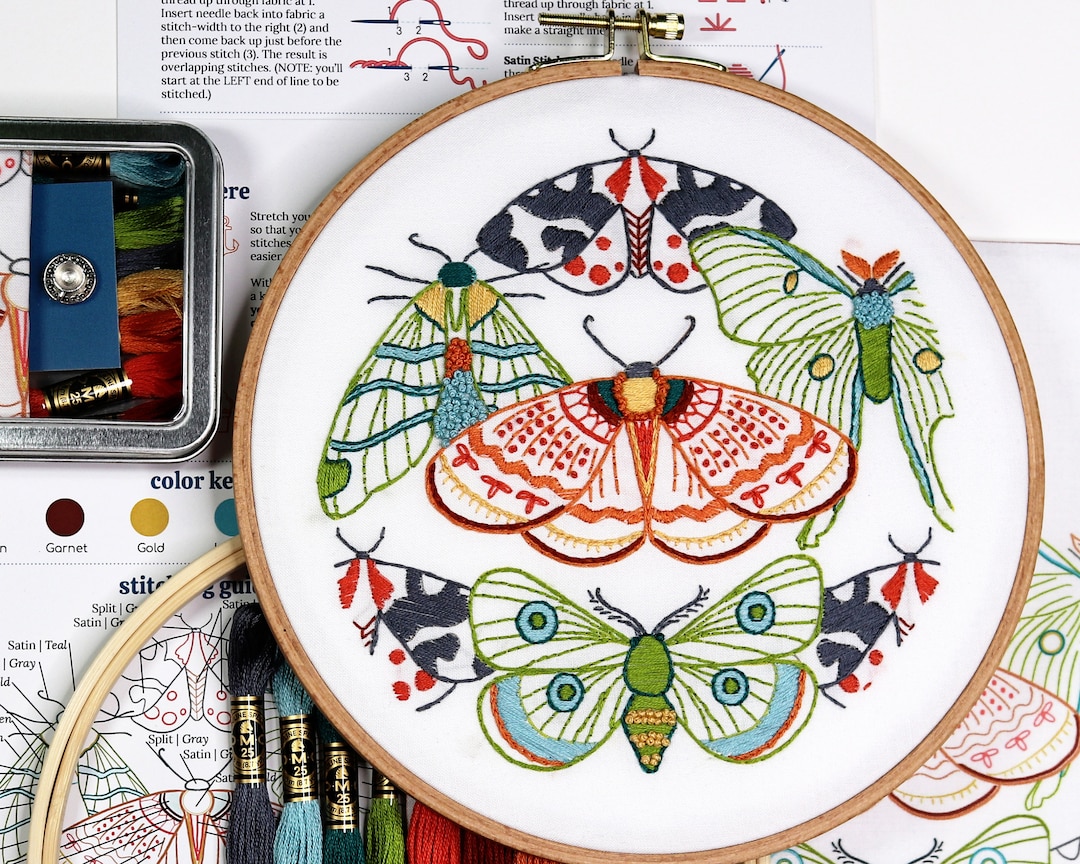 Hand Embroidery Kit, Moths, Hoop Art, Mom Gift, Gift for Friend - Etsy