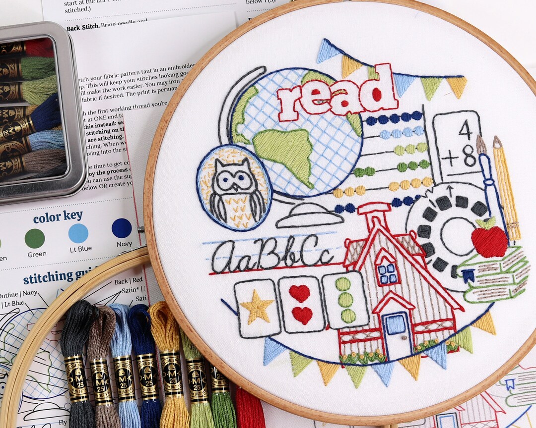 Embroidery Kit, School, Hand Embroidery Designs, Vintage School, Globe ...