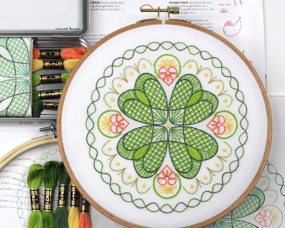 Embroidery Kit, Four Leaf Clover, in the Hoop Embroidery, Hand ...
